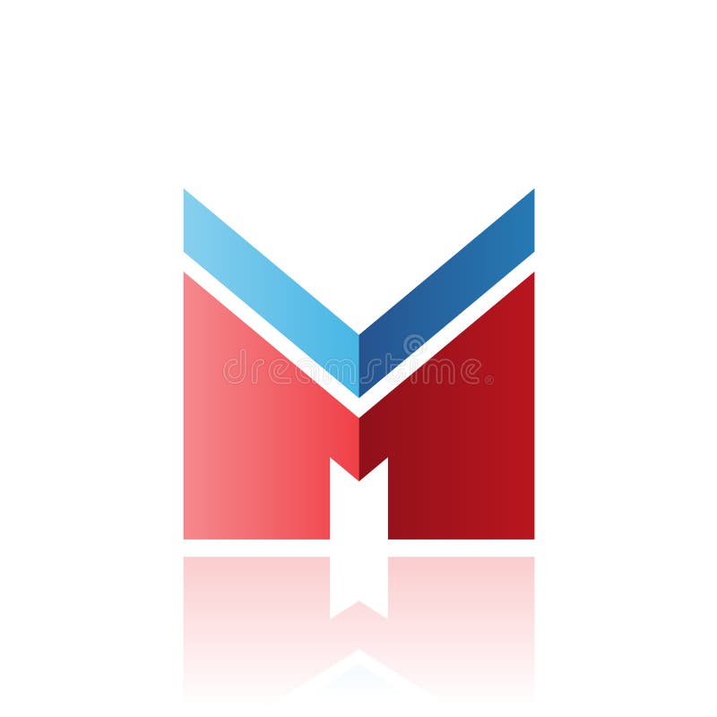 Blue and Red Letter M with a Thick Stripe and Reflection Vector Stock ...