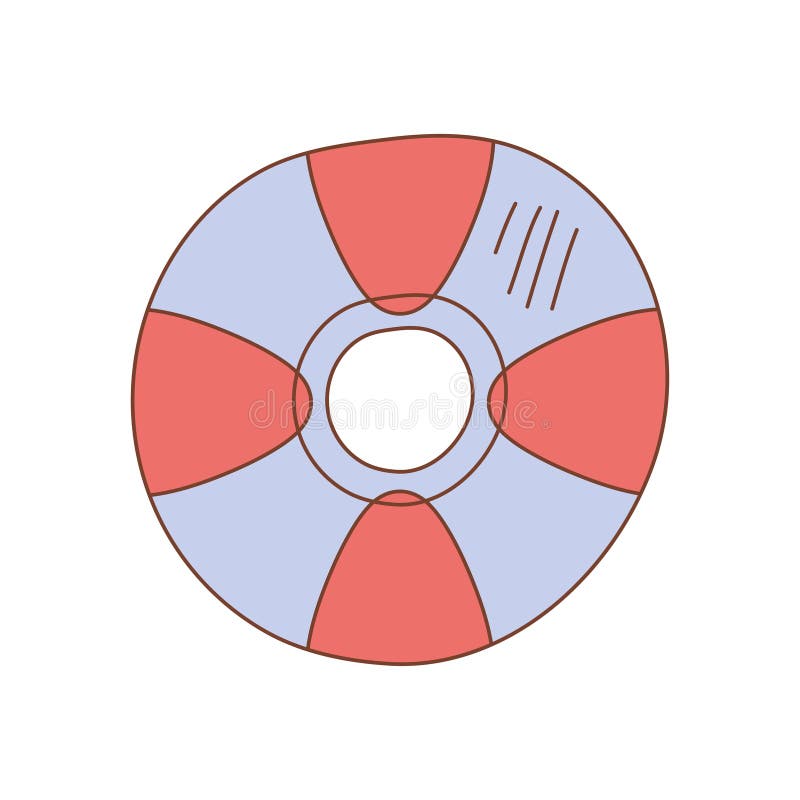 Blue and Red Life Saver Hand-Drawn Isolated Icons Stock Illustration ...