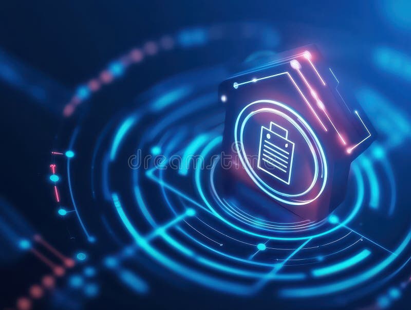 Blue and Red Light with Circle in the Middle Representing Digital ...