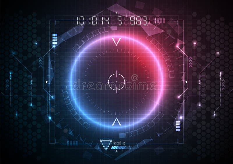 Blue Red Light Futuristic Circuit Interface Technology Stock Vector ...