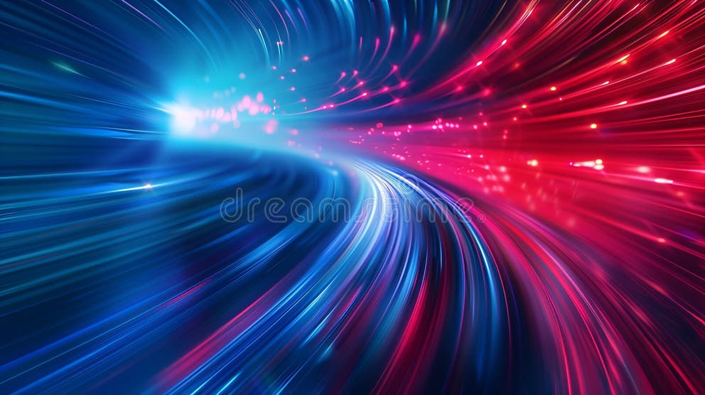 Blue and Red Light-speed Motion Blur Abstract Background. Stock ...