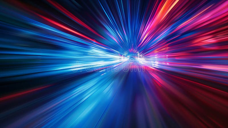 Blue and Red Light-speed Motion Blur Abstract Background. Stock ...