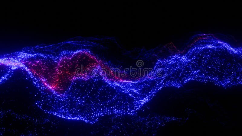 A Blue and Red Lighted Wave on a Black Background Loop Stock Video ...