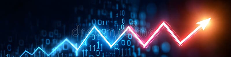 A Blue and Red Line with a Red Arrow Pointing Upwards Stock ...