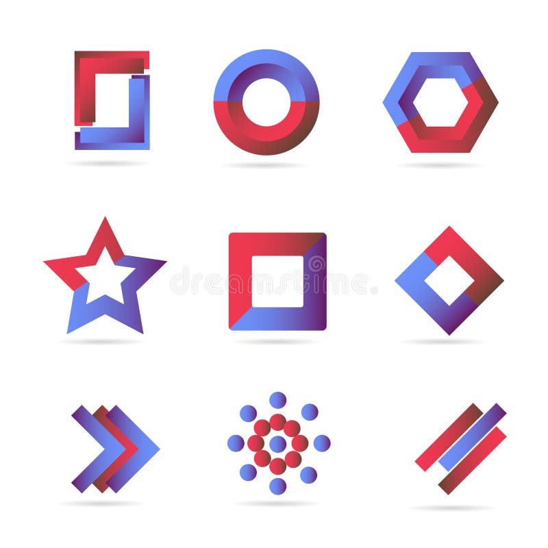 Blue Red Logo Icons Elements Set Stock Vector - Illustration of icon ...