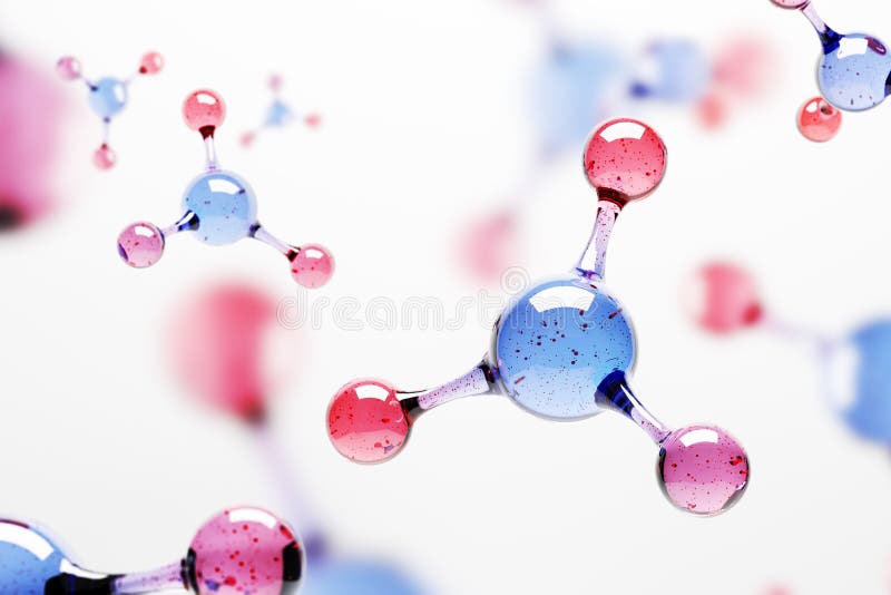 Blue and Red Molecule on White Stock Illustration - Illustration of ...