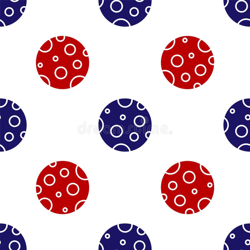 Blue and Red Moon Icon Isolated Seamless Pattern on White Background ...