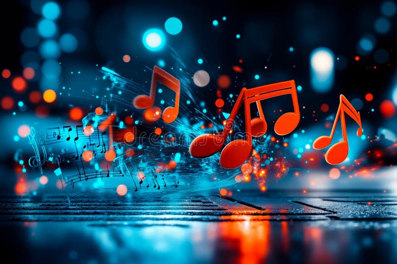 A Blue and Red Music Notes Floating in the Air Stock Image - Image of ...
