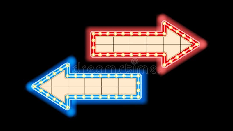 Blue and Red Neon Arrow Pointer, Right or Left Direction Indicators ...