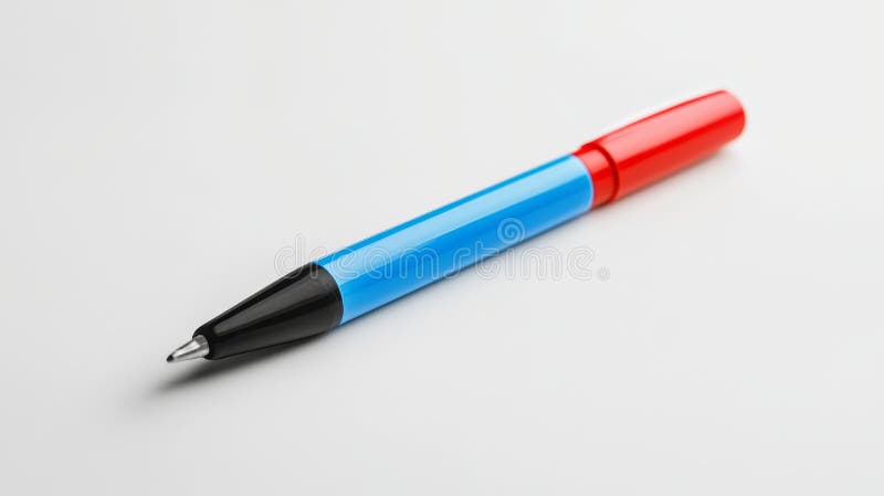 Blue and Red Pen on White Background a Blue and Red Pen is Lying on a ...