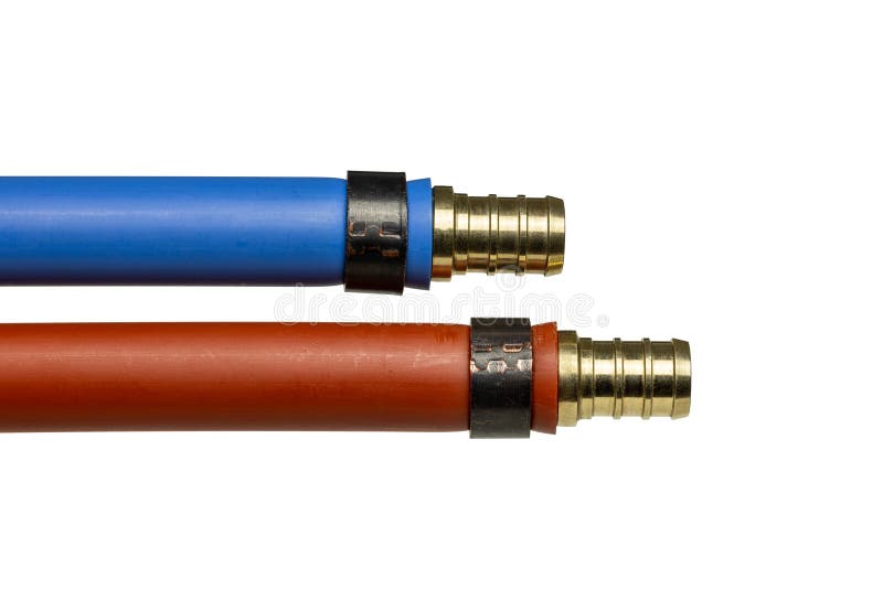 Blue and Red Pex Pipe stock photo. Image of installation - 274495498
