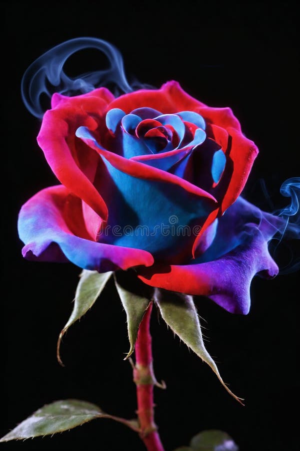 Neon Rose Flowers Set. Realistic Vector Illustration of Neon Rose ...