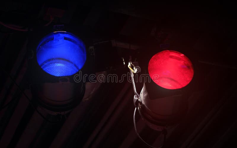 Blue and Red Reflector Light Used in Theatre Stock Image - Image of ...