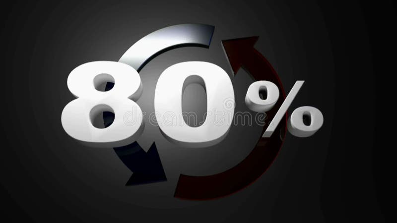 80 with Blue and Red Rotating Arrows - 3D Rendering Videoclip Stock ...