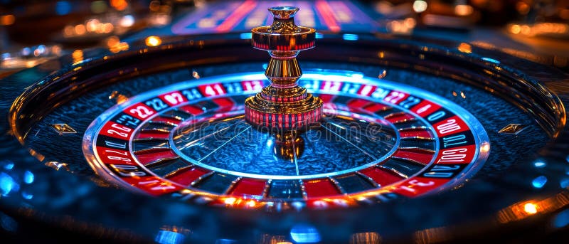 A Blue and Red Roulette Wheel with a Gold Top Stock Photo - Image of ...
