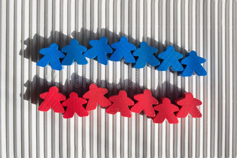 Blue and Red Rows of Human Figures, Blue and Red Figures of People in ...