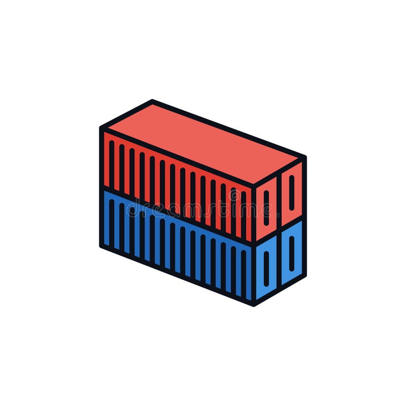 Blue and Red Shipping Containers Vector Transportation Concept Creative ...