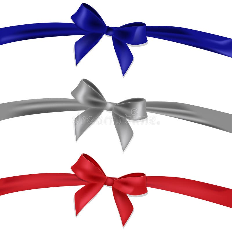 Blue, Red and Silver Ribbons and Bows. Stock Vector - Illustration of ...