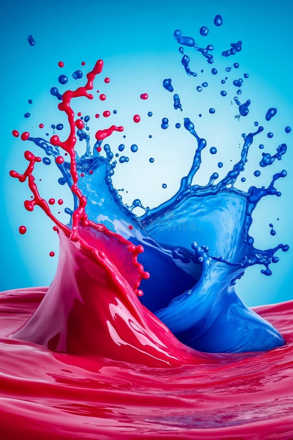 A Blue and Red Splash of Water on a Blue Background Stock Illustration ...