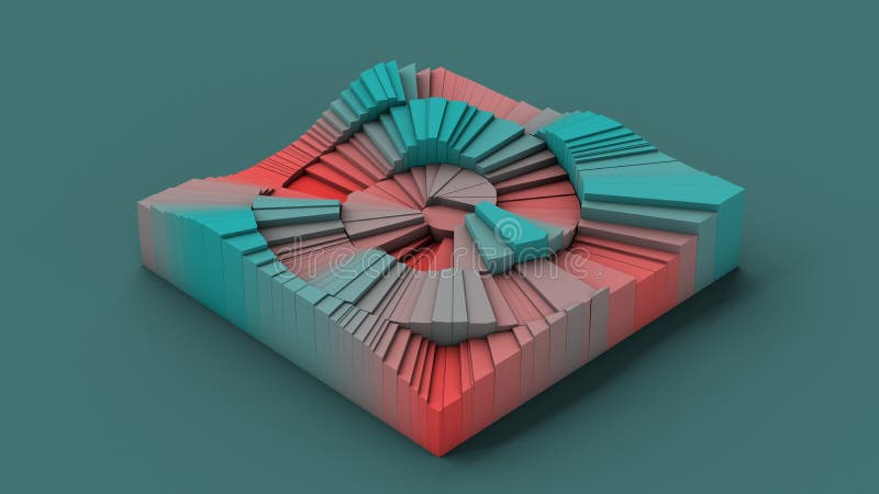 Blue and Red Square with Broken Surface. Abstract Illustration, 3d ...