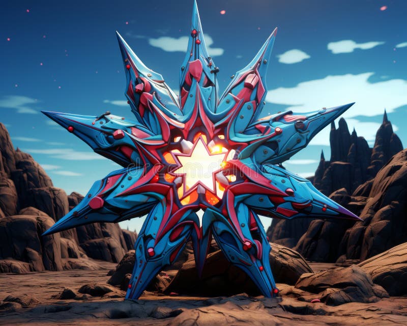 A Blue and Red Star in the Middle of a Desert Stock Illustration ...