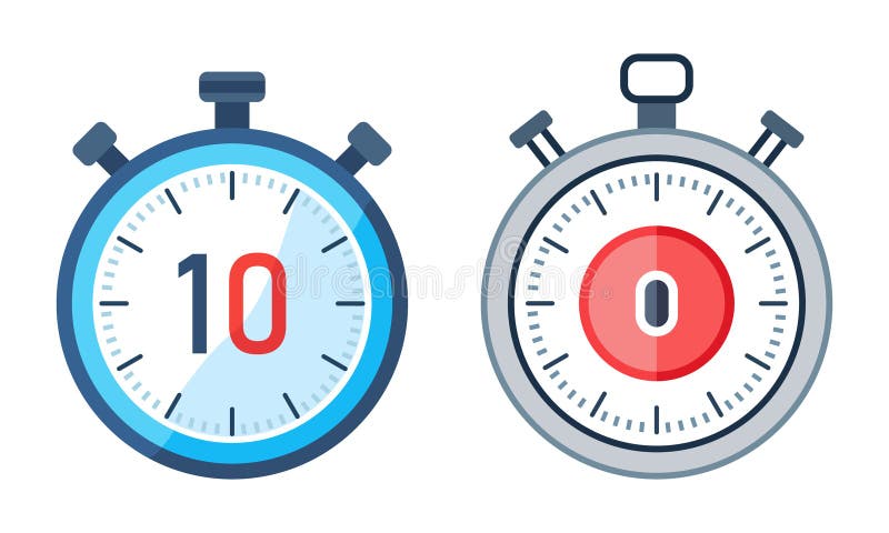 Blue Red Stopwatch Timer White Background Vector Illustration Stock ...