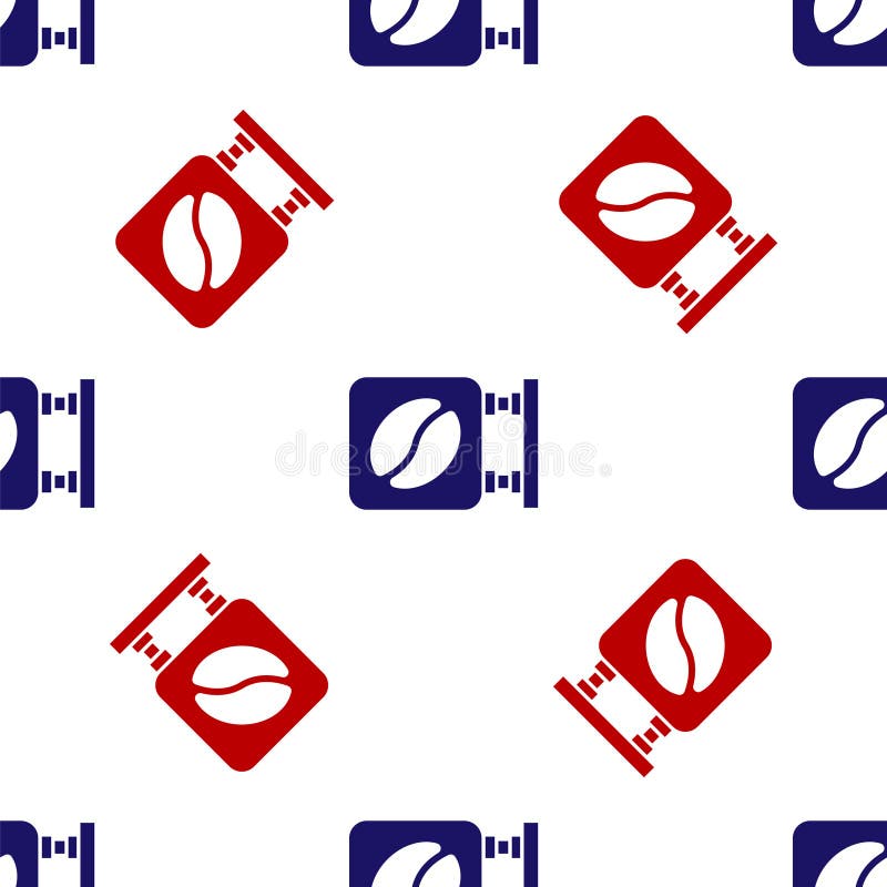 Blue and Red Street Signboard Coffee Icon Isolated Seamless Pattern on ...