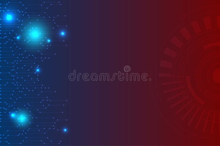 Blue and Red Technology Background with Shine Light. Network Connection ...