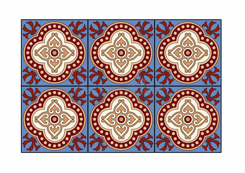 Blue and red tiles stock vector. Illustration of ground - 100455668