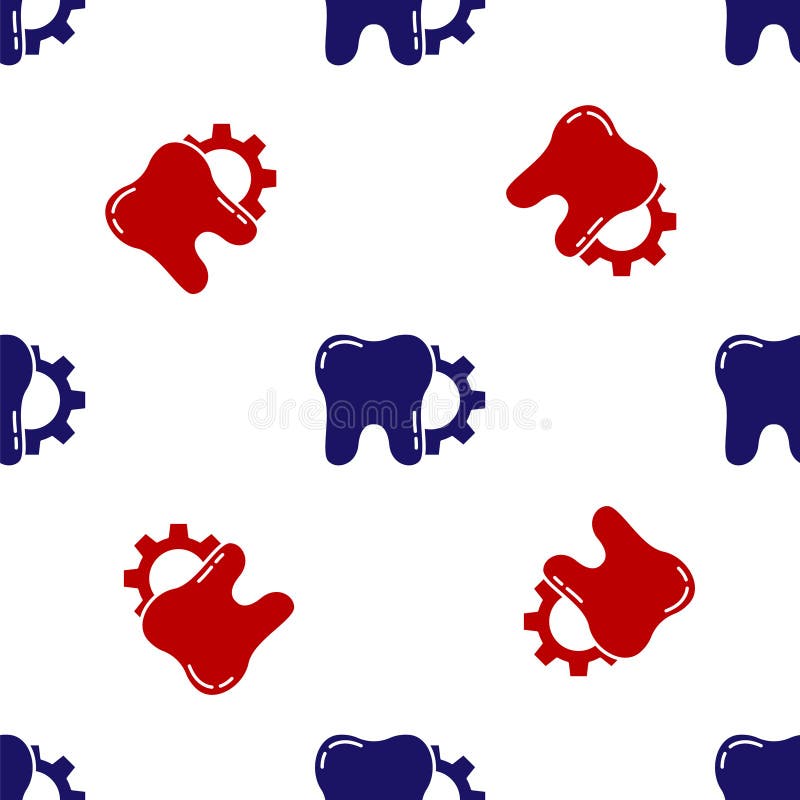 Blue and Red Tooth Treatment Procedure Icon Isolated Seamless Pattern ...