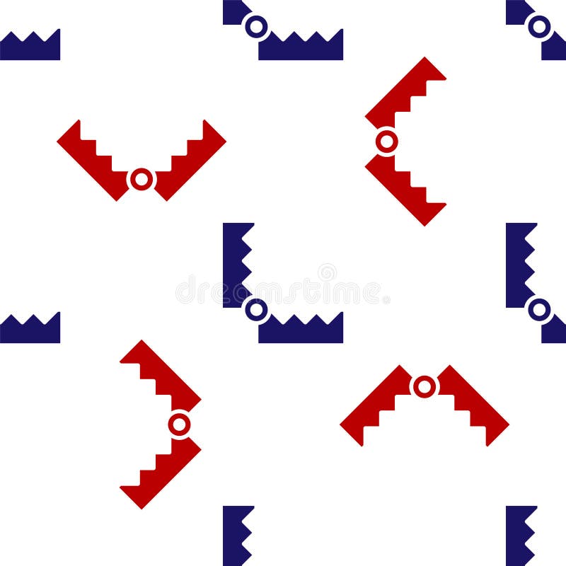 Blue and Red Trap Hunting Icon Isolated Seamless Pattern on White ...
