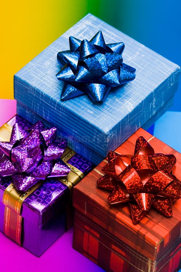 Blue, Red and Violet Gift Boxes Stock Image - Image of christmas, blue ...