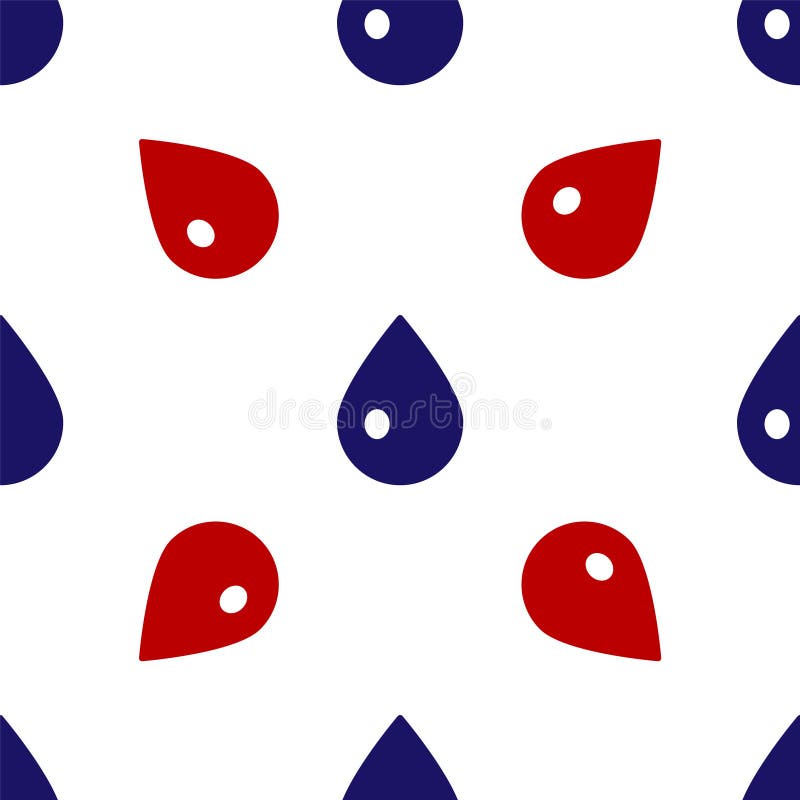 Blue and Red Water Drop Icon Isolated Seamless Pattern on White ...