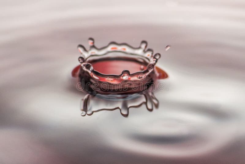 Water Drop Splash Crown in Blue and Red Tones Stock Image - Image of ...