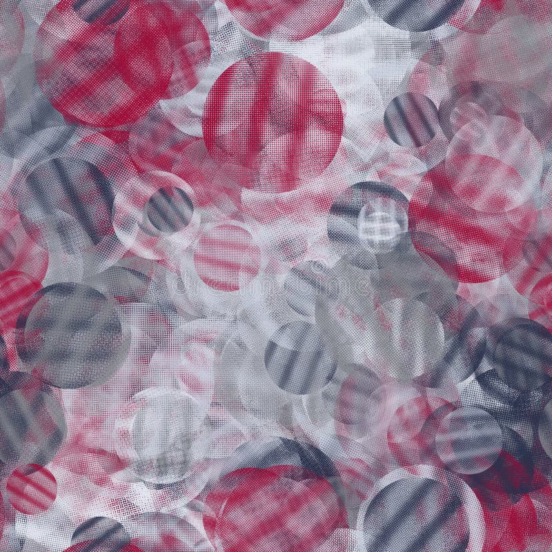 Blue, Red, White and Grey Circles with Halftone Texture. Seamless ...