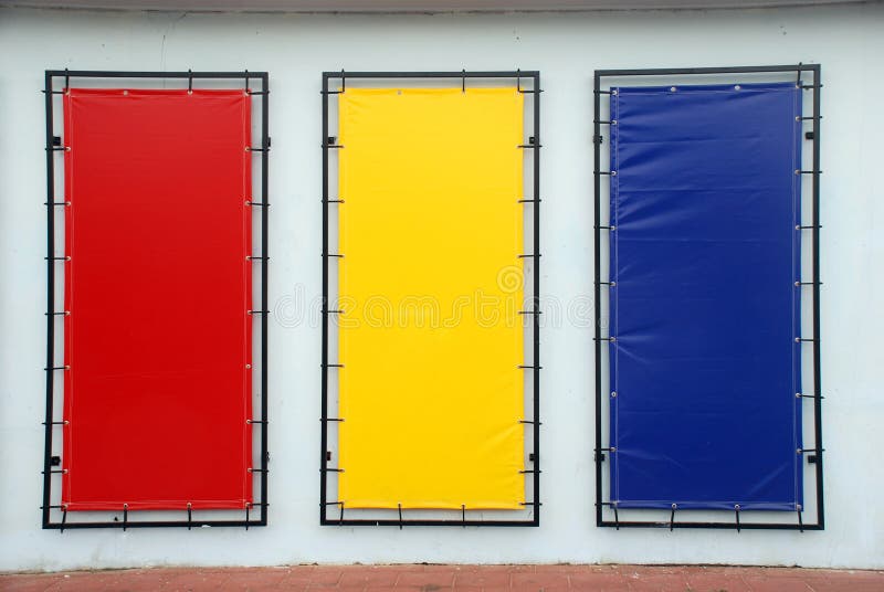 Blue Red Yellow Blank Signs Stock Image - Image of banner, attention ...