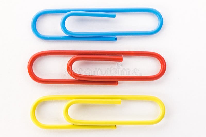 Blue Red and Yellow Paper Clips Macro Stock Photo - Image of object ...