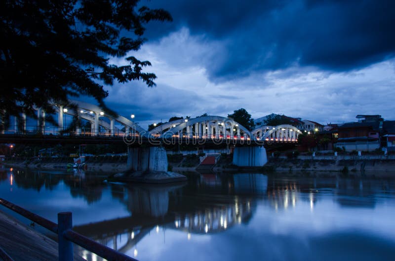 Blue reflection bridge stock photo. Image of landmark - 69620128
