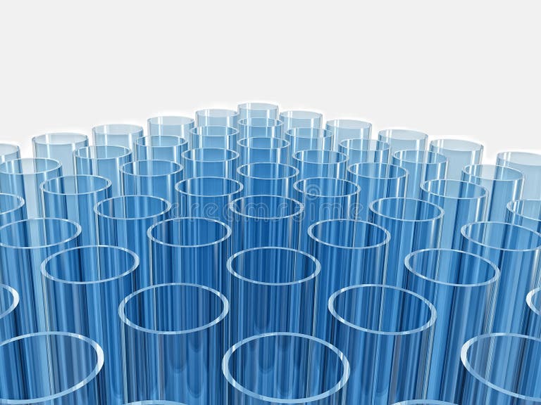 Blue Reflective Laboratory Test Tubes on White Stock Illustration ...