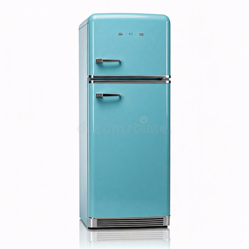 Blue Refrigerator Isolated on a White Background. 3d Render Image ...
