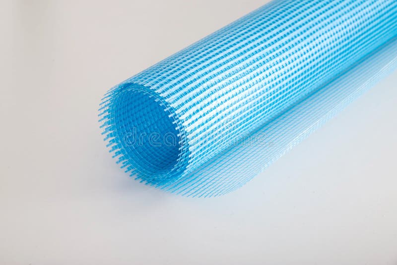 Blue Reinforcing Construction Mesh for Wall Strengthening on White ...