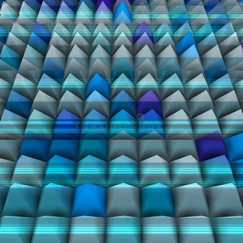 Blue Relief in 3d with Pyramids Aligned Stock Illustration ...