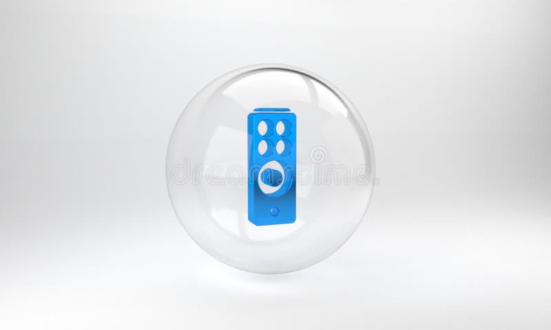 Blue Remote Control Icon Isolated on Grey Background. Glass Circle ...