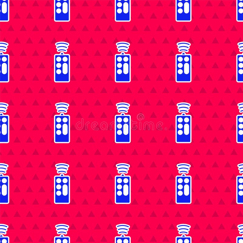 Blue Remote Control Icon Isolated Seamless Pattern on Red Background ...