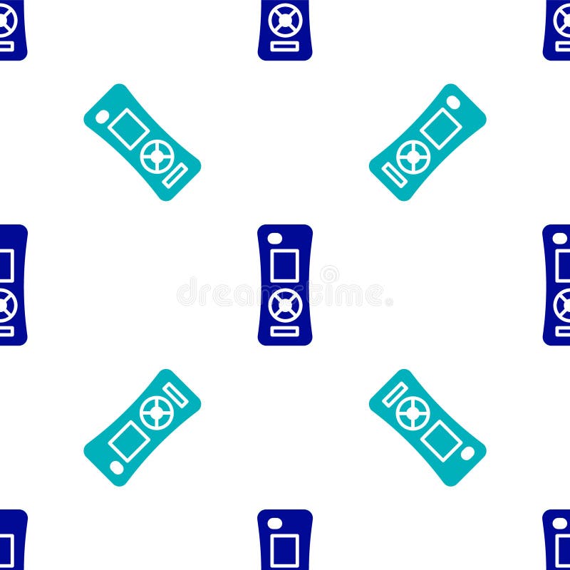 Blue Remote Control Icon Isolated Seamless Pattern on White Background ...