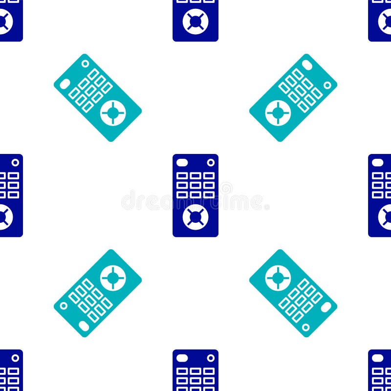 Blue Remote Control Icon Isolated Seamless Pattern on White Background ...