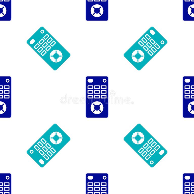 Blue Remote Control Icon Isolated Seamless Pattern on White Background ...