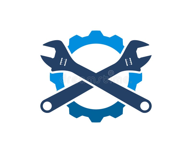 Blue Repair Gear with Wrench Inside Stock Illustration - Illustration ...