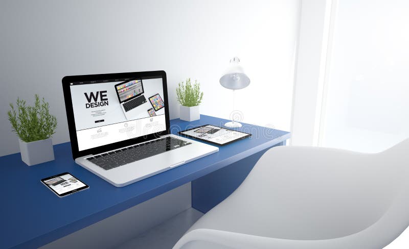 Responsive Design Devices Mockup. Laptop, Computer Display, Phone and ...