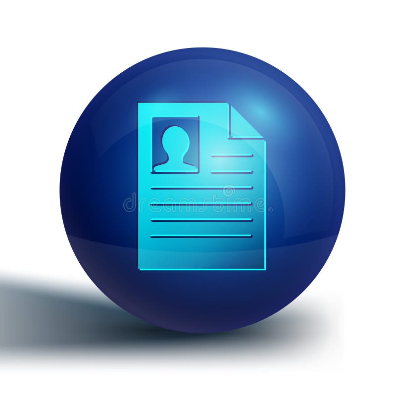 Blue Resume Icon Isolated on Blue Background. CV Application. Searching ...